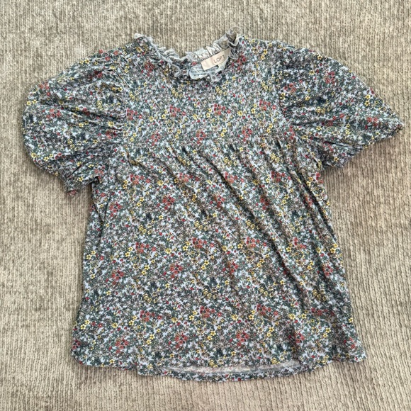 LOFT | Tops | Loft Smocked Puff Sleeve Floral Top Womens Small ...